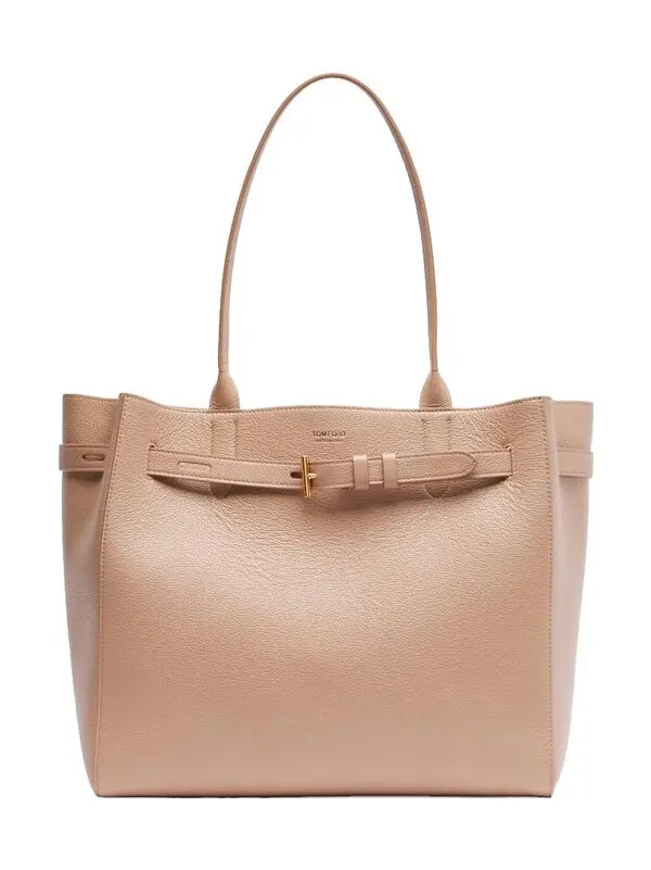 TOM FORD Audrey Medium Leather Tote Bag - Beige