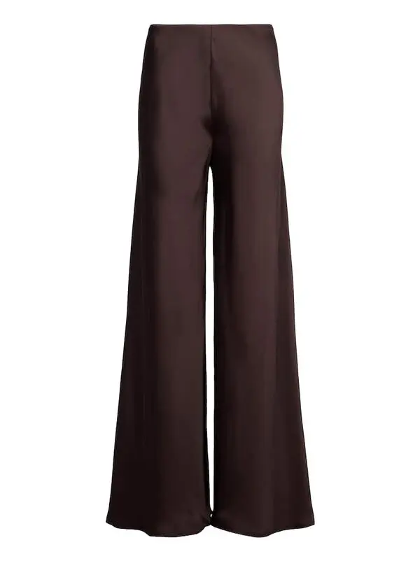 Norma Kamali High-rise Wide-leg Satin Pants - Brown