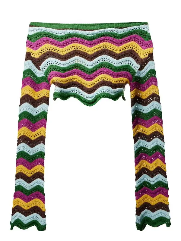 BANANHOT Helena Striped Cotton-blend Crop Top - Multicoloured