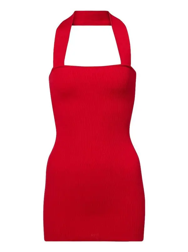 AYA MUSE Ribbed-knit Mini Dress - Red