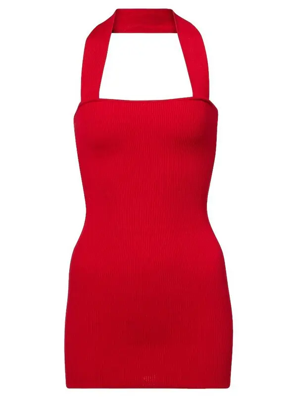 AYA MUSE Ribbed-knit Mini Dress - Red