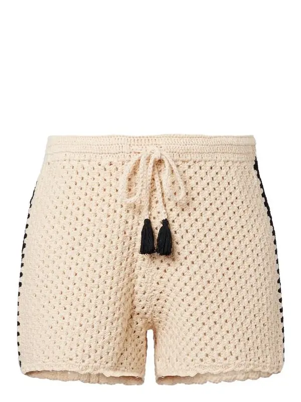 The Upside Luminary Hali Crochet Cotton Shorts - Beige