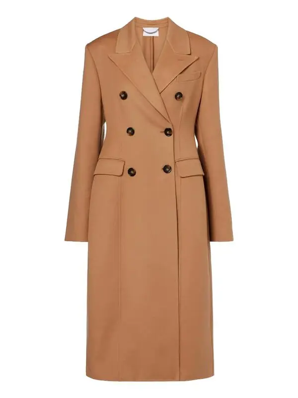 Stella McCartney Double-breasted Virgin Wool Coat - Brown