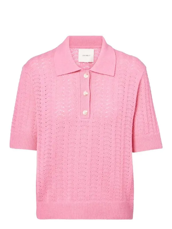 LISA YANG Masy Cashmere Polo Sweater - Pink