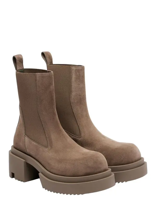 Rick Owens Beatle Suede Platform Chelsea Boots - Brown
