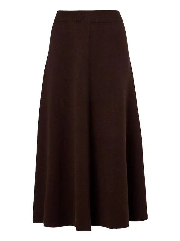 Jardin Des Orangers Midi Skirt In Wool And Cashmere - Brown