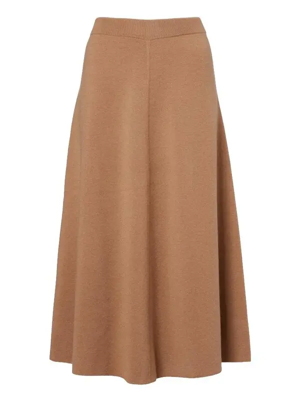 Jardin Des Orangers Midi Skirt In Wool And Cashmere - Brown