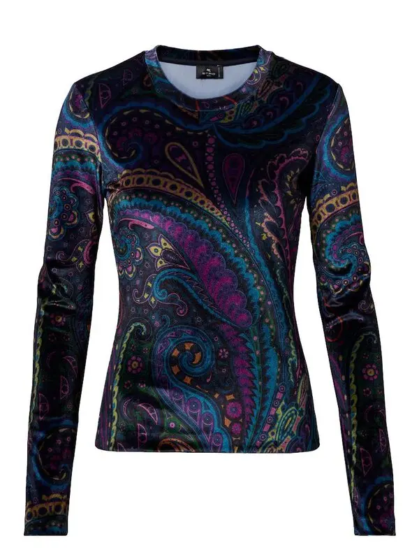 Etro Paisley Jersey Top - Blue