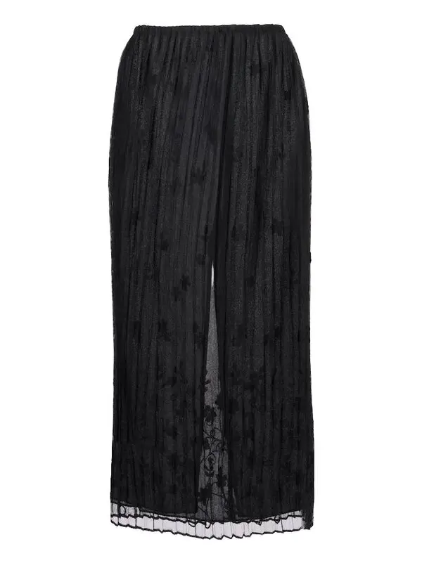 TOTEME Embroidered Plissé Tulle Midi Skirt - Black