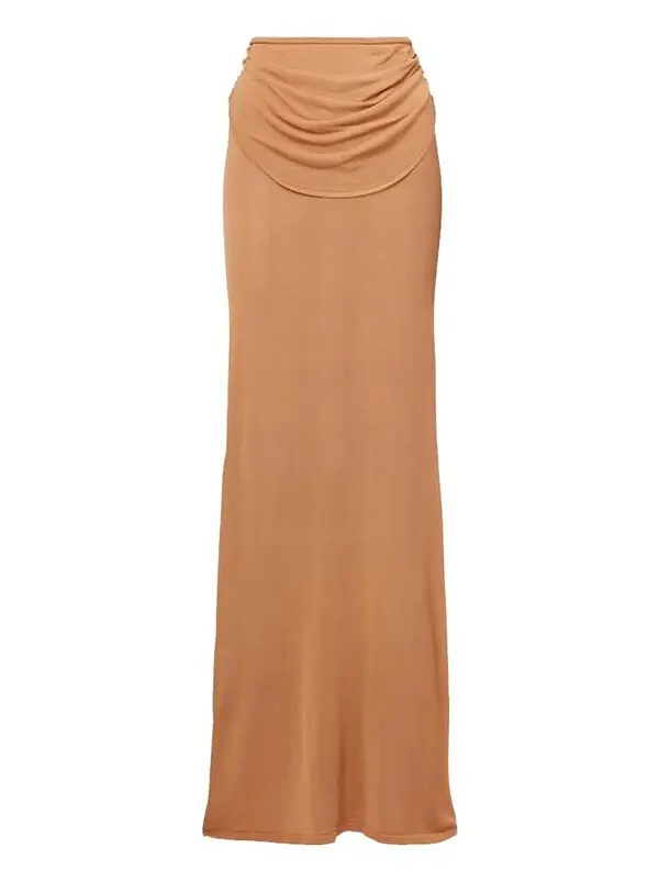 AYA MUSE Draped Semi-sheer Maxi Skirt - Beige