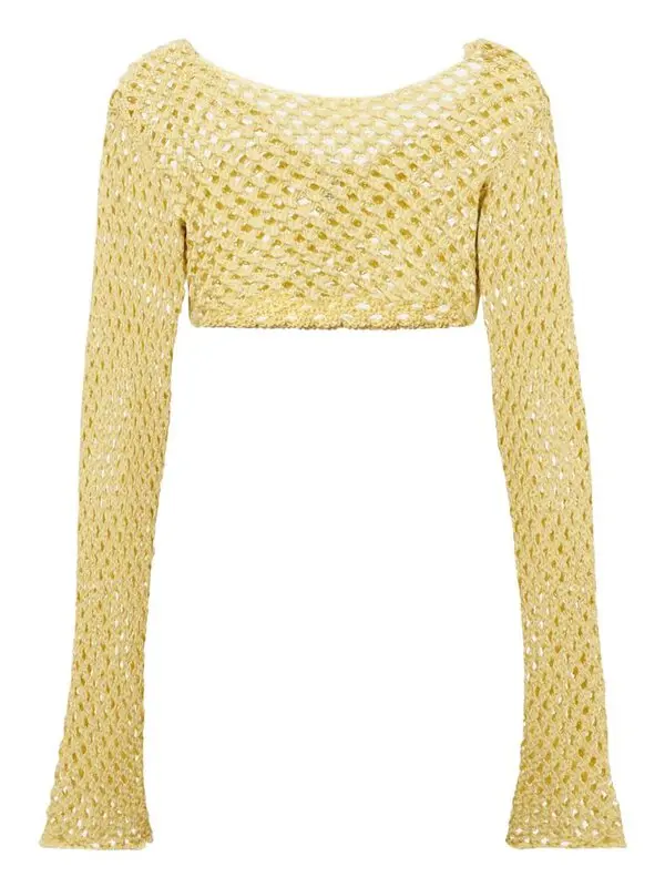 BANANHOT Magen Crochet Cotton-blend Crop Top - Yellow