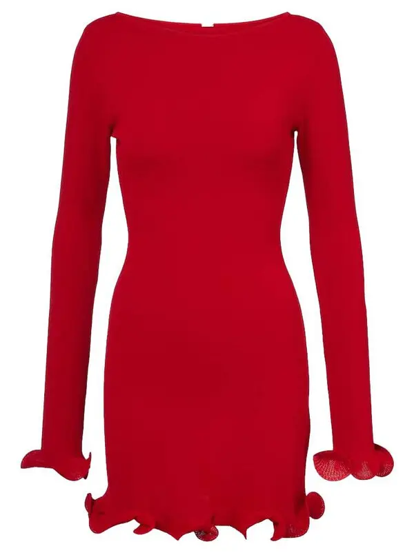 SAME Ruffled Knitted Minidress - Red