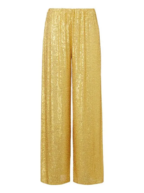 Norma Kamali High-rise Sequined Wide-leg Pants - Gold