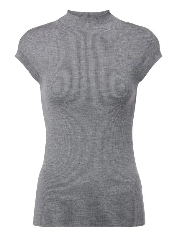 Jardin Des Orangers Wool Mockneck Top - Grey