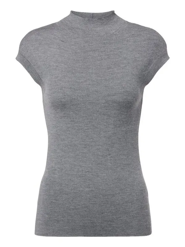 Jardin Des Orangers Wool Mockneck Top - Grey