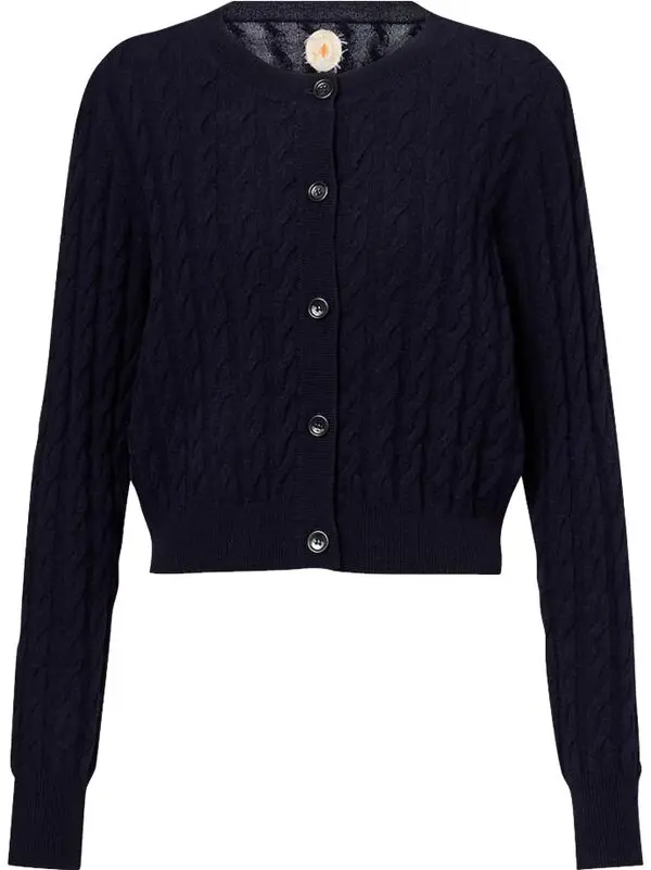 Jardin Des Orangers Cable-knit Wool And Cashmere Cardigan - Blue