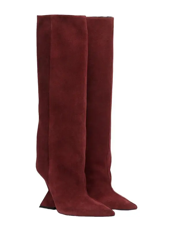 Attico Cheope 105 Suede Knee-high Boots - Burgundy