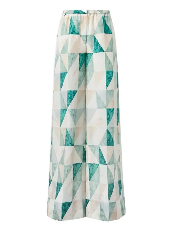 JOSEPH Thoresby Printed Silk Wide-leg Pants - Green