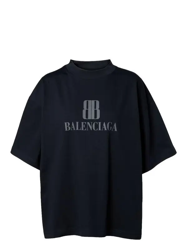 Balenciaga Logo Cotton T-shirt - Black