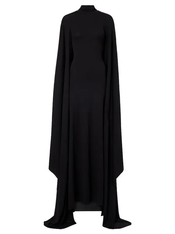 Balenciaga Caped Jersey Gown - Black