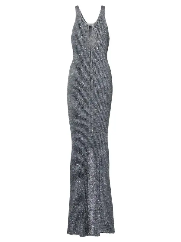BANANHOT Jules Sequined Knitted Maxi Dress - Metallic