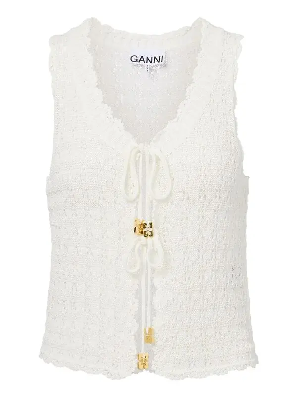 GANNI Crochet Top - White
