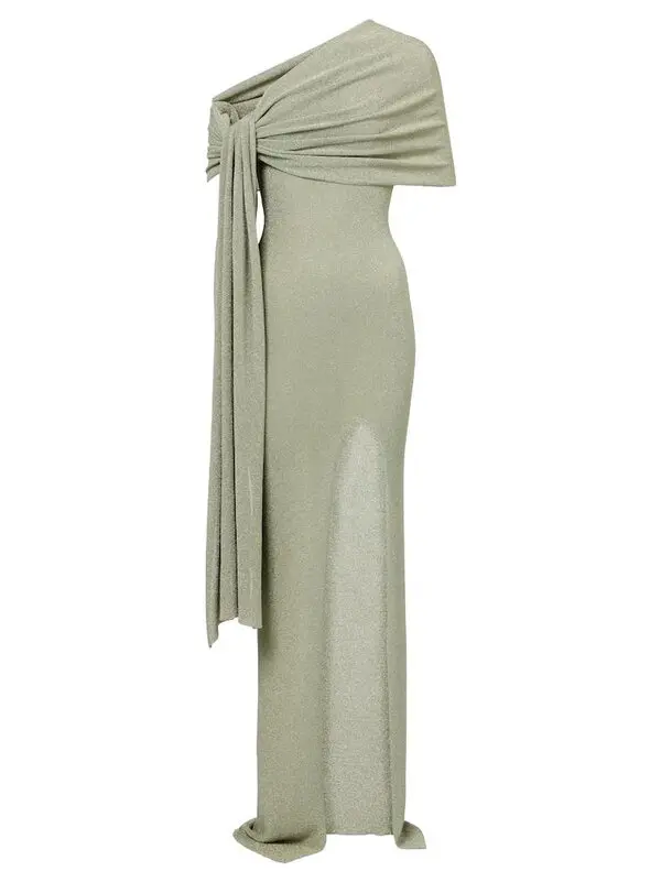 AYA MUSE Draped One-shoulder Maxi Dress - Green
