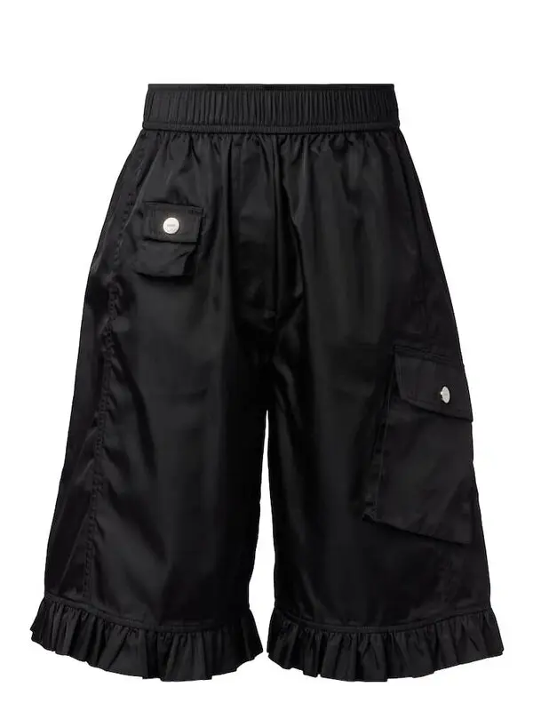 GANNI Ruffled Cargo Shorts - Black