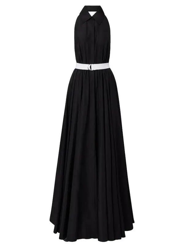 Norma Kamali Halterneck Belted Maxi Dress - Black