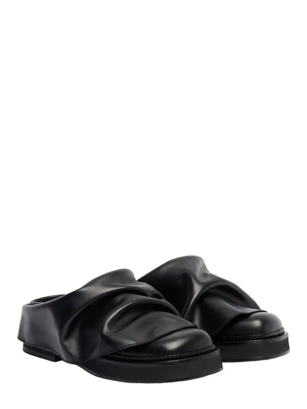 Attico Mini Robin Leather Mules - Black