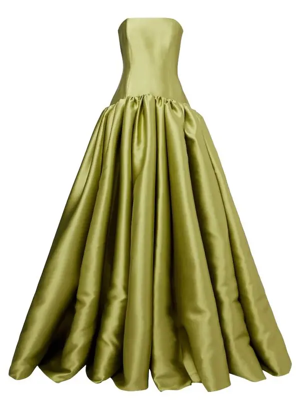 Solace London Cassias Bandeau Satin Gown - Green