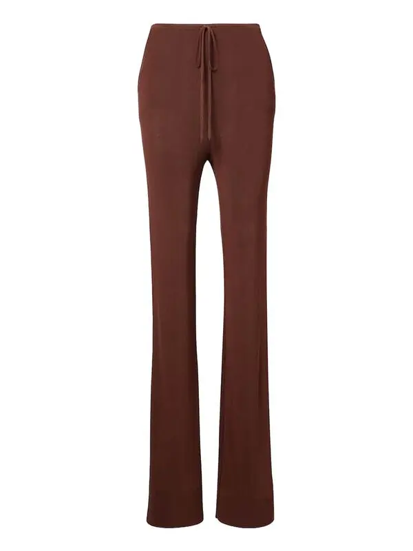 AYA MUSE Ribbed-knit Flared Pants - Brown