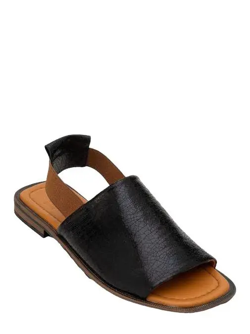 FOREVER & ALWAYS SHOES Fuela Leather Flat Sandals - Black Leather
