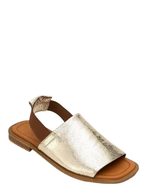 FOREVER & ALWAYS SHOES Fuela Leather Flat Sandals - Gold Leather