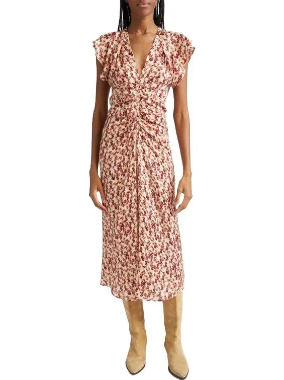 Isabel Marant Étoile Lyndsay Floral Jacquard Midi Dress - Garnet