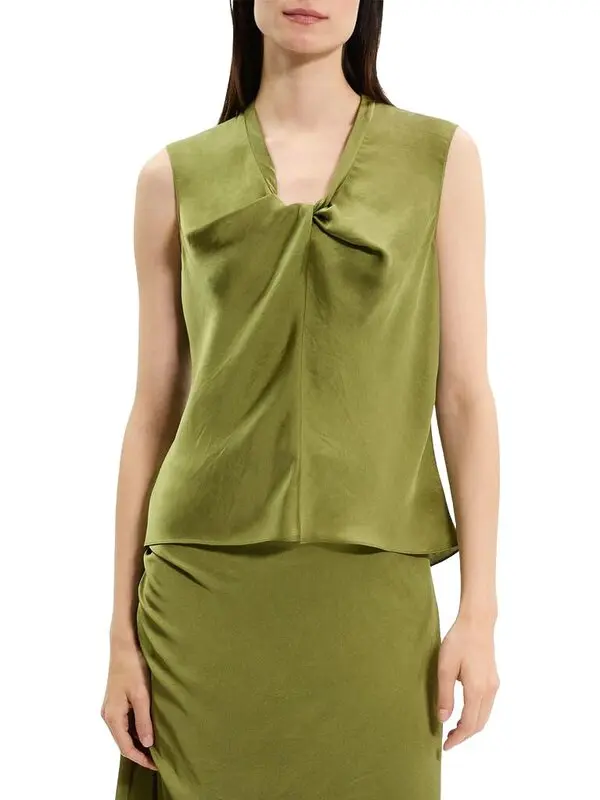 Theory Twist Neck Sleeveless Top - Avocado