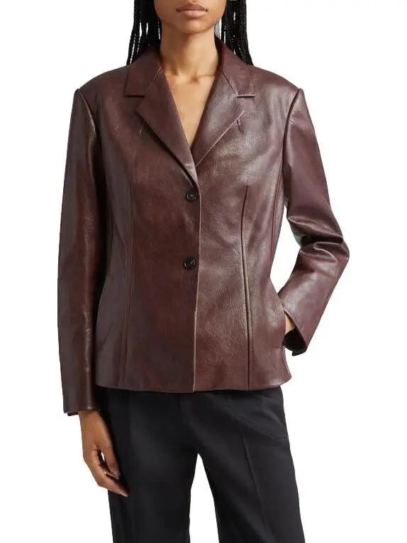 FERRAGAMO Tailored Leather Blazer - Dark Brown