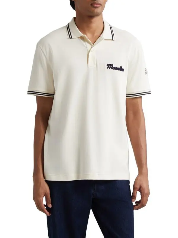 Moncler Tipped Piqué Polo - Antique White