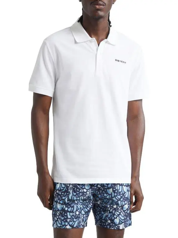 Alexander McQueen Embroidered Logo Cotton Piqué Polo - Optical White