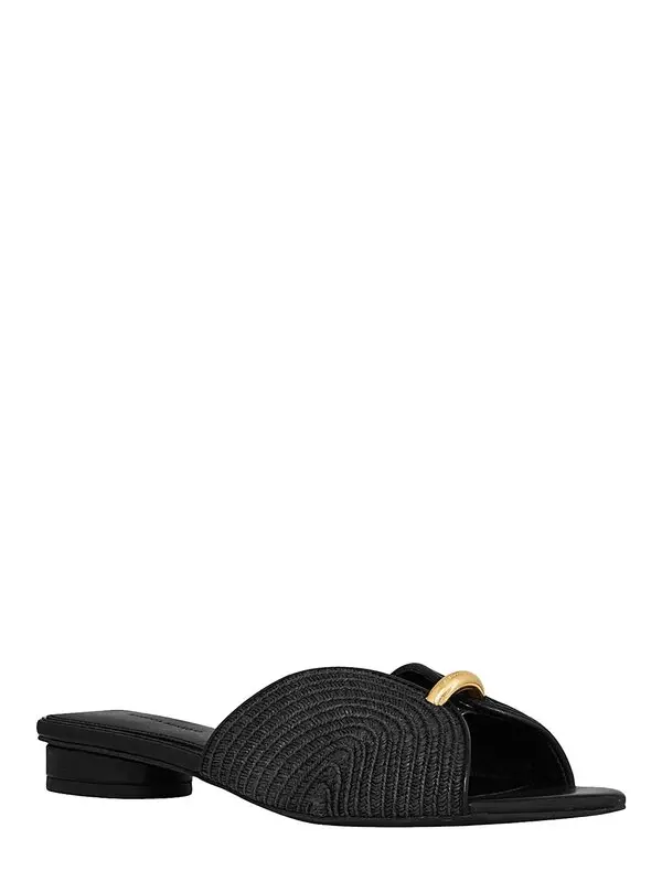 Rebecca Minkoff Paris Pointed Toe Raffia Slide Sandal - Black