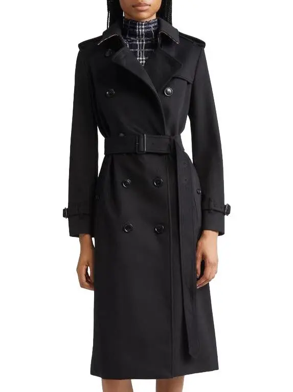 Burberry Kensington Belted Waterproof Cashmere Trench Coat - Black