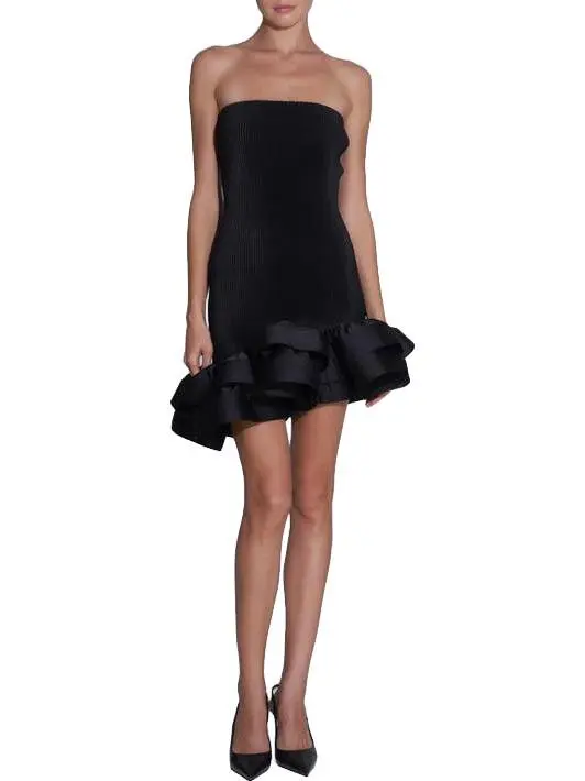 L'IDEE Volant Mini Dress - Noir