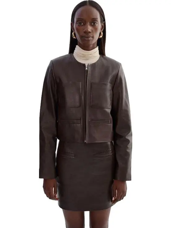 LAMARQUE Linette Leather Jacket - Dark Brown
