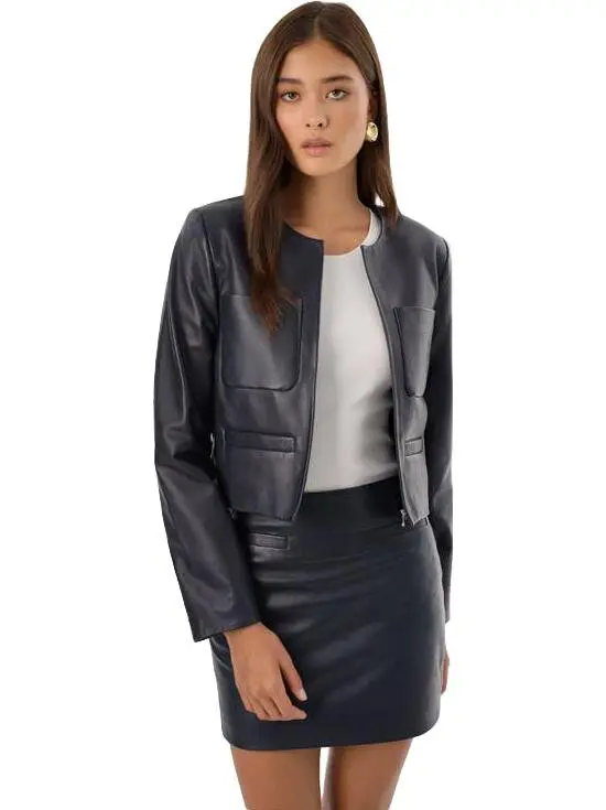 LAMARQUE Linette Leather Jacket - Navy Blue
