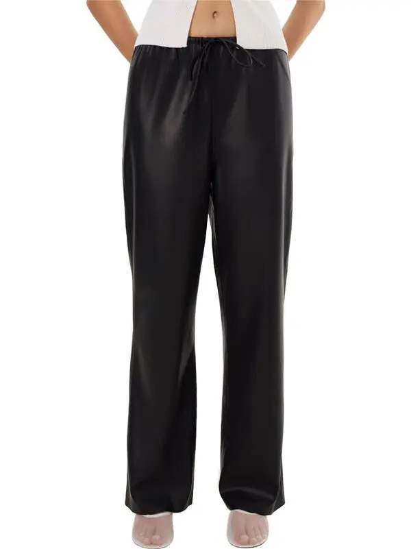 LAMARQUE Faux Leather Relaxed Pant - Black