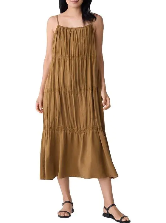 Eileen Fisher Smocked Cami Maxi Dress - Bronze