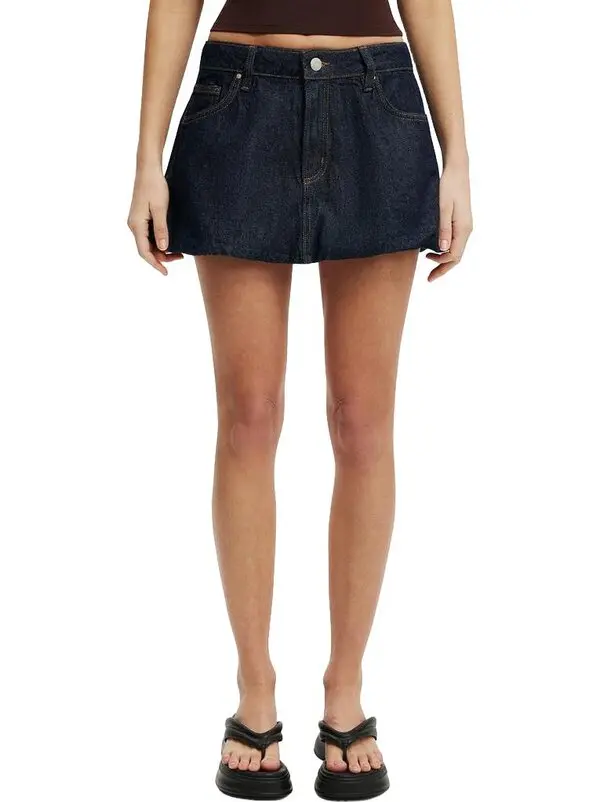 COTTON ON Bubble Denim Mini Skirt - Shutter Blue