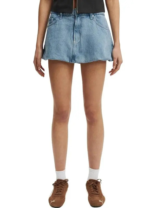 COTTON ON Bubble Denim Mini Skirt - Sports Blue