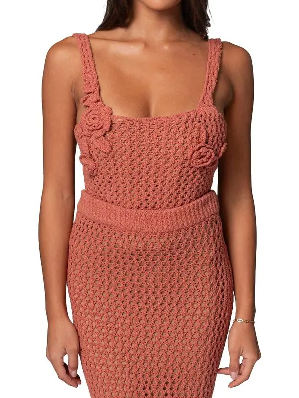 JLUXLABEL Crochet Trimmed Tank - Orange