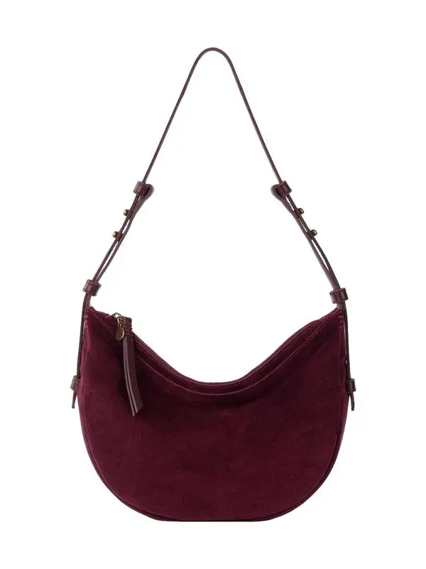 THE SAK Tess Leather Shoulder Bag - Black Cherry Suede
